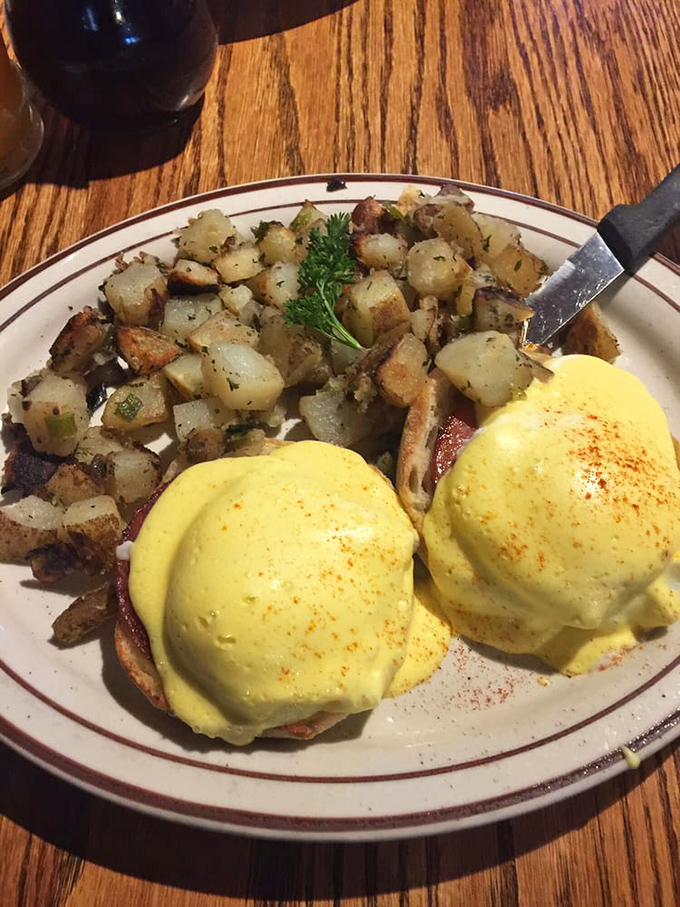 These eggs Benedict aren't just breakfast, they're an event. Perfect hollandaise cascades over poached eggs like a sunrise over Lake Tahoe.