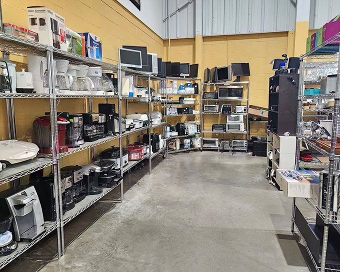 The electronics section: where yesterday's gadgets await their comeback story. That bread maker your cousin swore by? It's probably here.