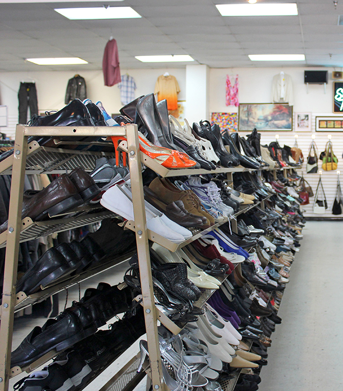 The shoe section stretches for days, offering everything from barely-worn designer finds to practical flip-flops for Florida living.