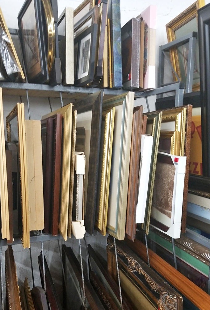 A gallery of empty frames &ndash; each one a window of possibility for your forgotten photos or newly discovered vintage art prints.