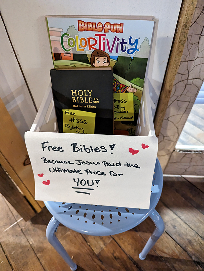 Even spiritual treasures find their place here &ndash; free Bibles offered with heartfelt sincerity amid the commercial landscape of collectibles. 