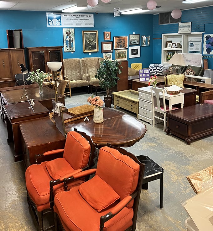Not your average furniture showroom! These vintage pieces sit patiently, each whispering stories of dinner parties past.