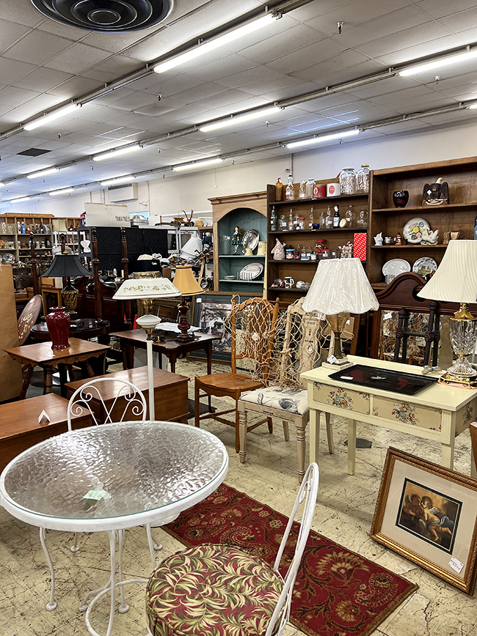 Not just furniture&mdash;time machines. That glass-topped table and vintage chairs aren't selling a look; they're offering a portal to another era.