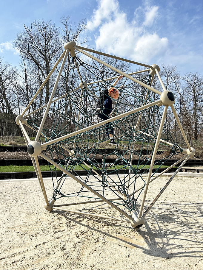 Childhood joy engineered into geometric perfection. This climbing dome is where future astronauts and mathematicians test their mettle against gravity.