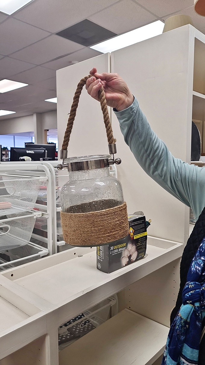Someone's craft project is about to become your patio statement piece. This rope-wrapped lantern screams "Pinterest success" without the hot glue gun burns.