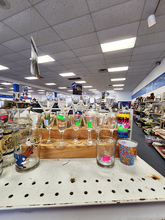 "I'll toast to that!" These mismatched wine glasses and tumblers are just waiting for your next impromptu dinner party.