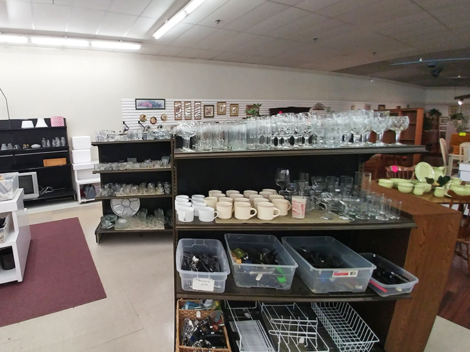 Glassware galore awaits new homes and dinner parties. Those vintage mugs have stories to tell&mdash;if only they could talk between sips.