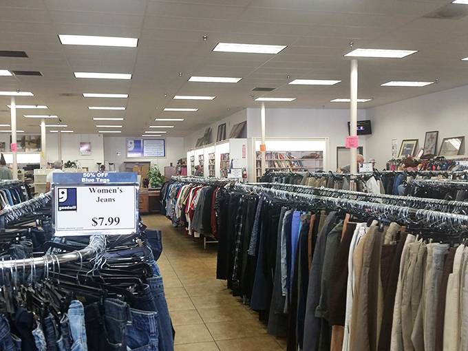 The denim section: where $7.99 can transform you from "need new pants" to "these fit better than the ones I paid full price for."