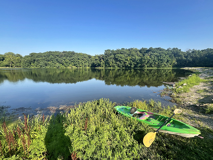 That green kayak isn't waiting for you to finish scrolling through your phone. Adventure has a short attention span.