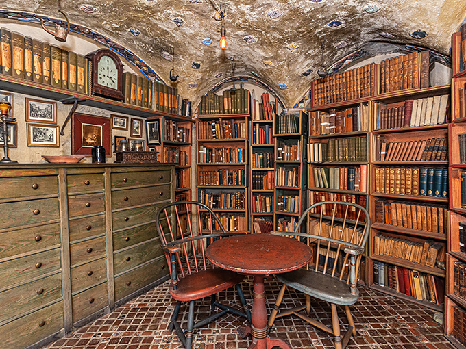 Forget stuffy libraries&mdash;Mercer's book nook feels like the cozy den of a well-traveled wizard, with concrete walls embracing centuries of knowledge.