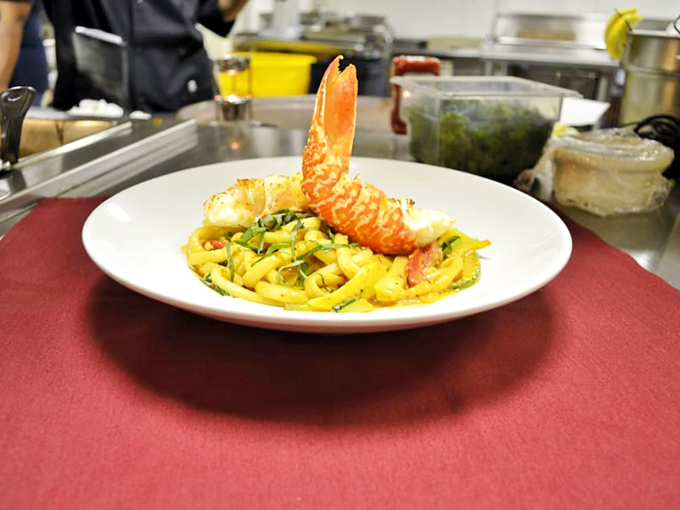 This isn't just shrimp with pasta&mdash;it's an edible work of art. The presentation says "fancy restaurant" while the portion says "we want you happy."