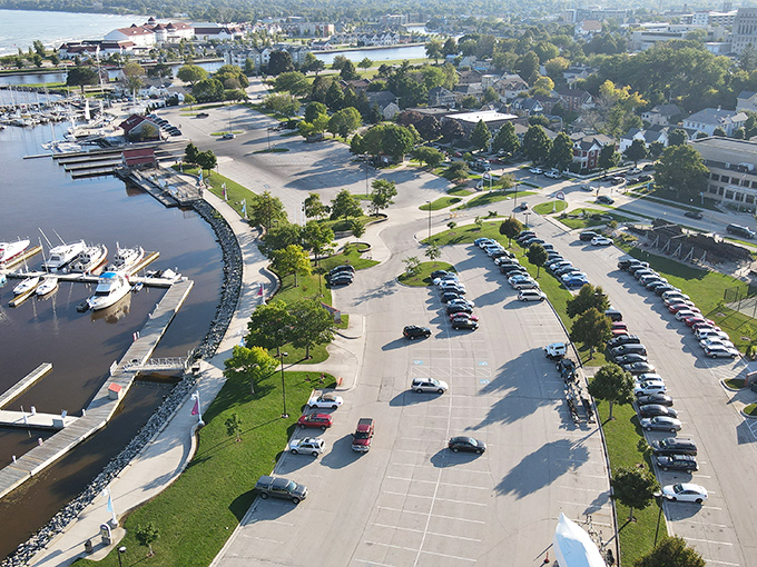 Parking with a purpose&mdash;this waterfront lot isn't just for cars, it's the gateway to Sheboygan's bustling harbor district.