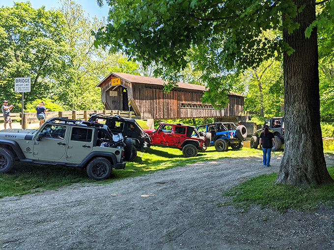 Even the parking area feels rustic here – no concrete jungle, just peaceful countryside vibes.