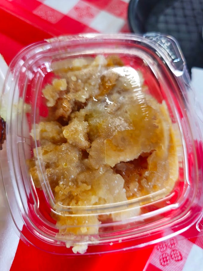 This isn't just peach cobbler; it's South Carolina sunshine in a to-go container, waiting to transform your ordinary day into something worth remembering.