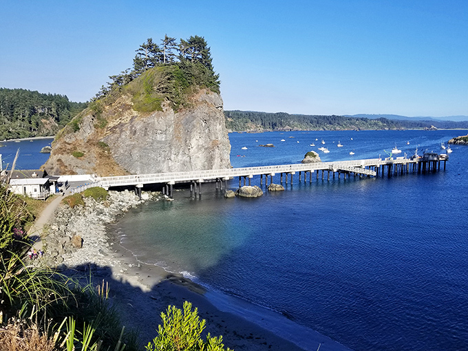 Trinidad's pier stretches toward Trinidad Head like a welcome mat to the Pacific, where fishing boats bob in water so blue it looks Photoshopped.