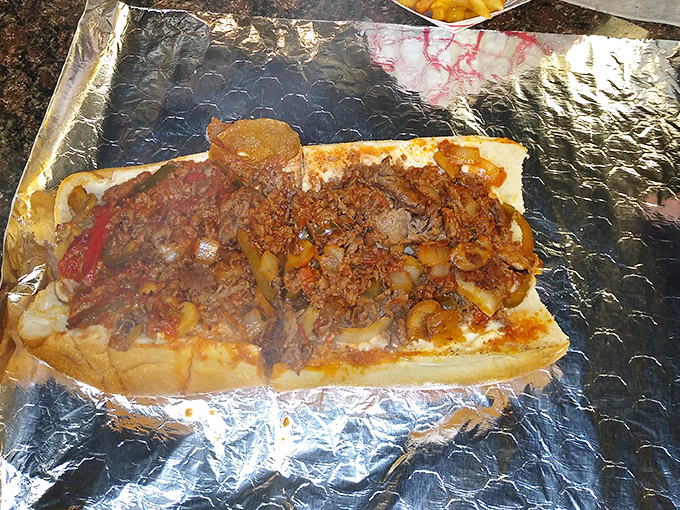 The pizza steak&mdash;where two comfort food legends collide in glorious harmony. That sauce-to-meat ratio is mathematical perfection.