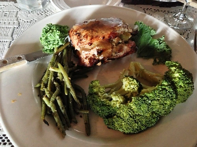 Who needs chicken when pork tenderloin gets this treatment? Perfectly cooked and paired with vegetables that weren't an afterthought.