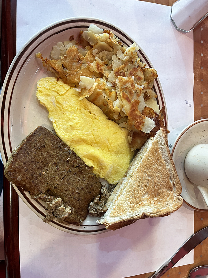 This isn't just breakfast&mdash;it's a Delaware morning ritual. Scrapple, eggs, and home fries: the breakfast of champions who aren't counting cholesterol.