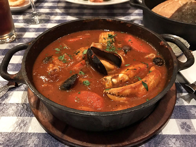 Cioppino that would make Italian fishermen weep with joy&mdash;a tomato-rich symphony of seafood that demands bread for the final encore.