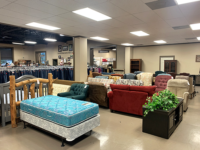 A rainbow of upholstered possibilities awaits in the furniture section, where that perfect statement piece costs less than dinner for two.