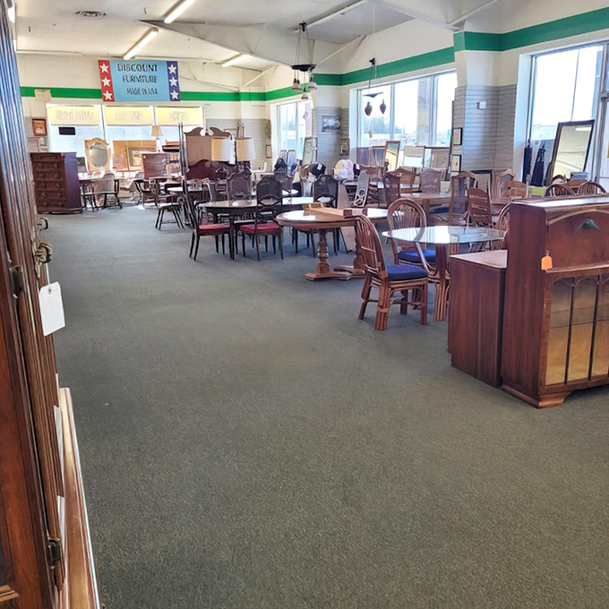 A furniture department that could furnish a period drama set. These tables have seen more family dinners than your grandmother's recipe book.