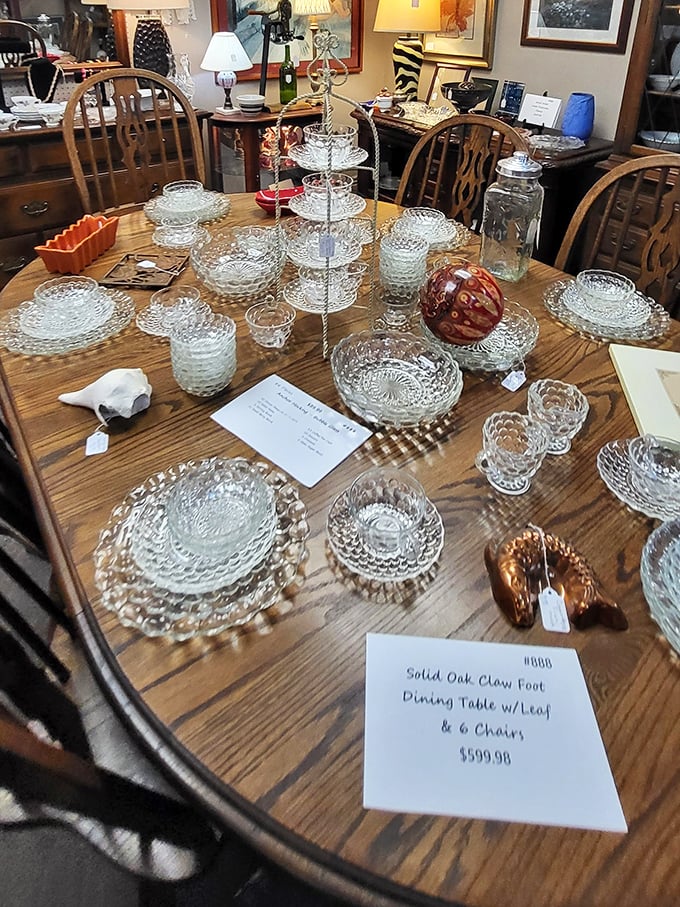 This isn't just glassware&mdash;it's a crystal reunion on a solid oak table, waiting for your next dinner party to shine.