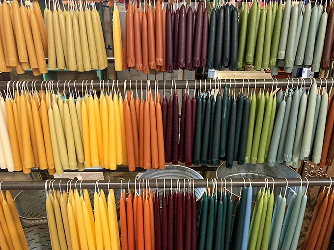A rainbow of hand-dipped tapers awaits, each color telling a different story&mdash;from honey yellow to forest green.