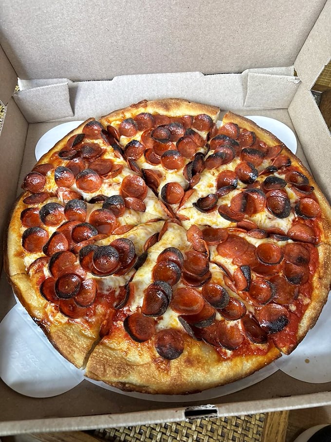 The pepperoni pizza doesn't just have toppings &ndash; it has perfectly crisped cups of pepperoni performing a delicious dance across a sea of melted cheese.