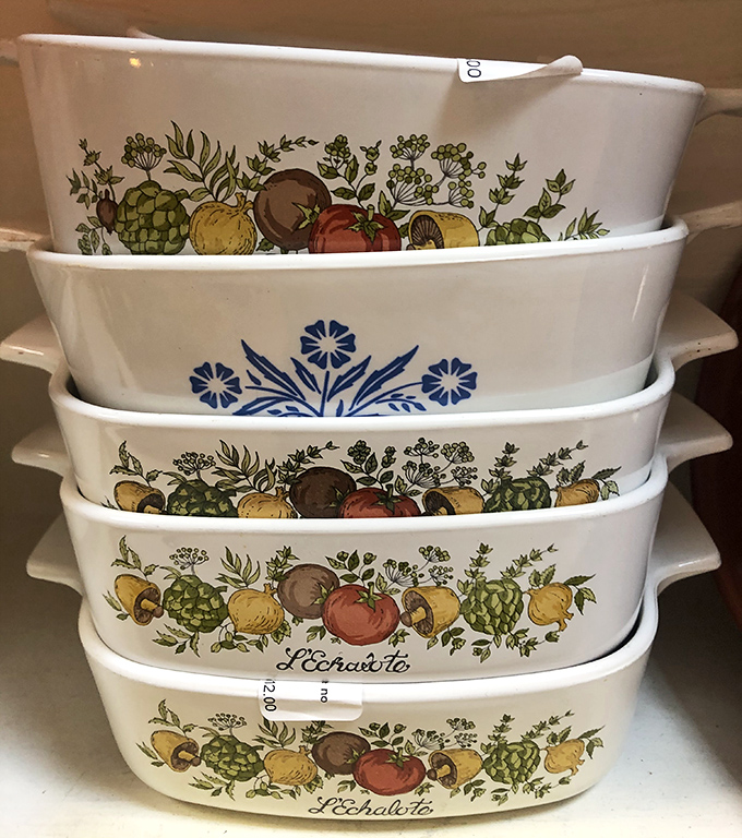 The holy grail for vintage kitchen enthusiasts. These CorningWare dishes have survived decades of family dinners and still look fabulous.