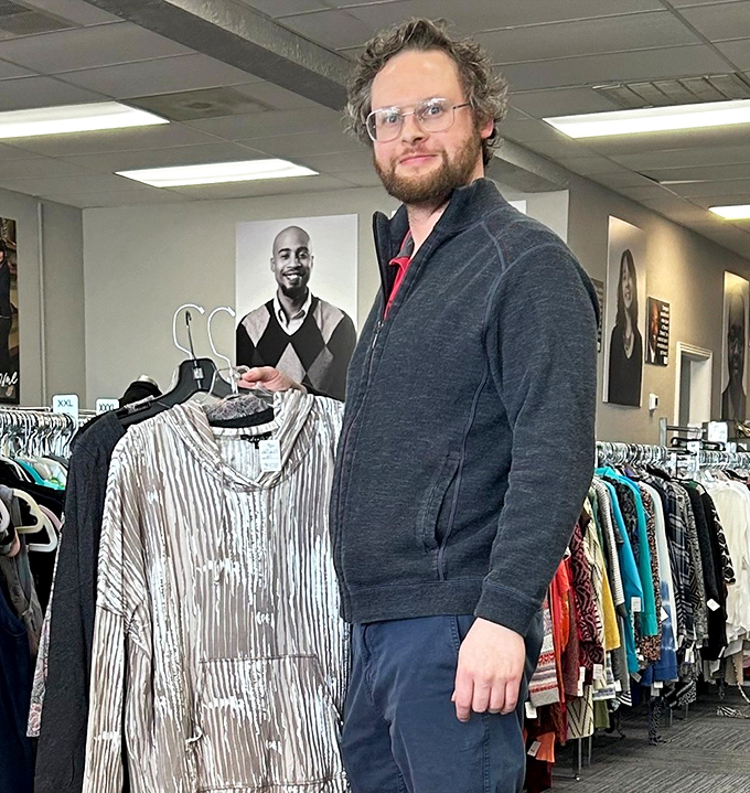 The thrill of the hunt captured in action&mdash;a shopper discovers that perfect piece that seems destined for their wardrobe.