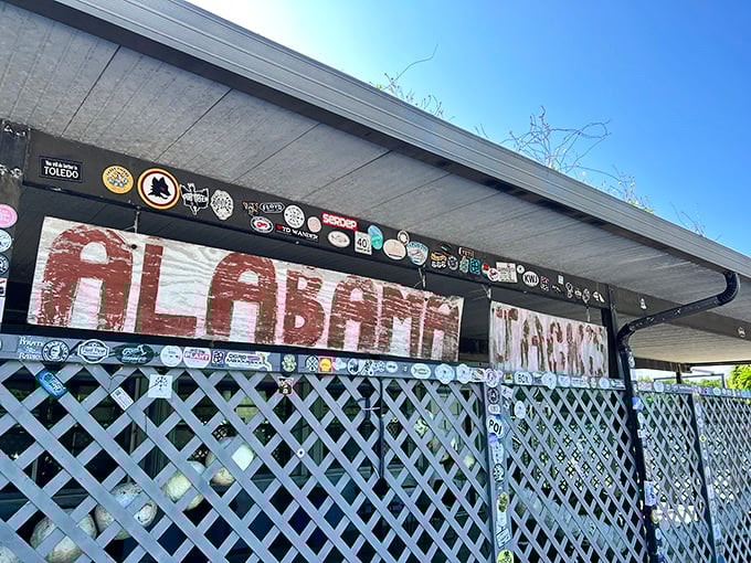 Where weathered wood, fishing stickers, and the spirit of old Florida come together in a symphony of conch fritters.