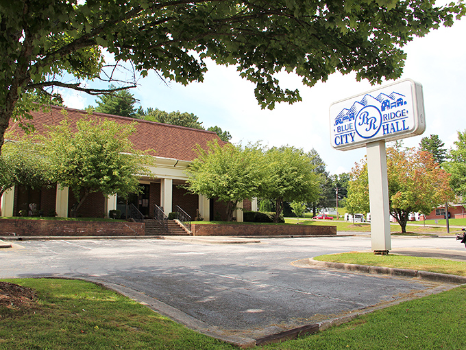 Blue Ridge City Hall welcomes you with the kind of small-town simplicity that makes Social Security checks last longer.