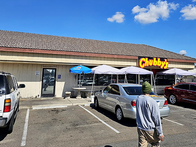 Chubby's bright yellow sign doesn't need fancy frills&mdash;it's too busy focusing on what matters: portions that require a doggy bag for your doggy bag.