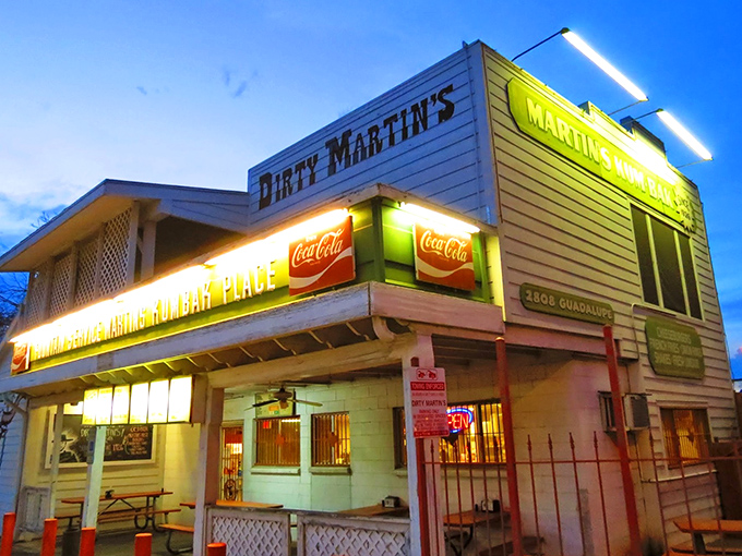 Dirty Martin's Place: Neon signs and history glow together at this Austin landmark. UT students have been fueling up here since before touchscreens.