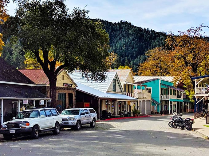 Downieville's sunset-kissed main street glows with history, nestled between mountains that once lured thousands of gold-seekers to this remote outpost.