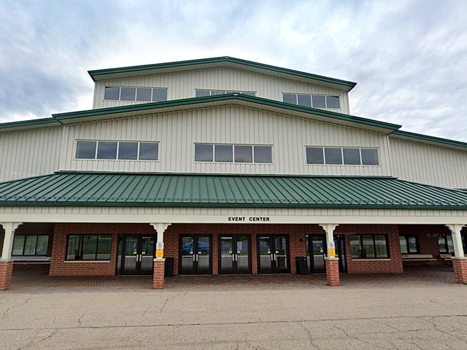 The grand event center stands ready, a fortress of finds waiting to be discovered by those brave enough to hunt for treasure.