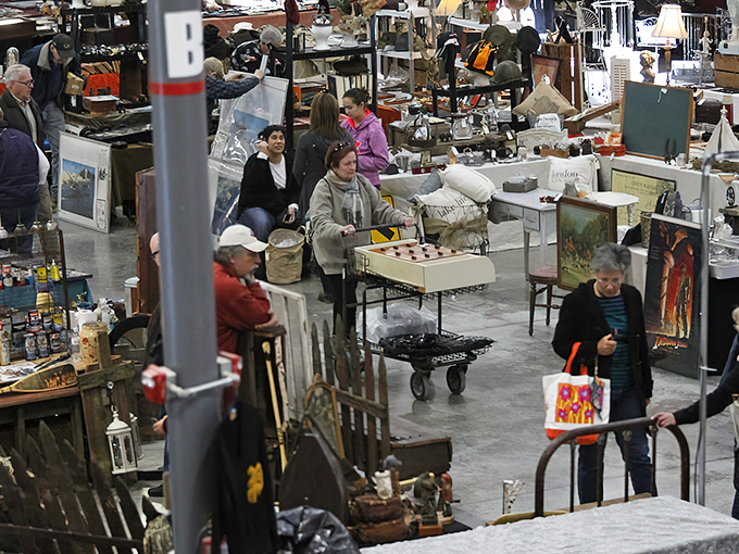 Organized chaos at its finest! Grayslake's market offers a bird's-eye view of treasure hunters in their natural habitat.