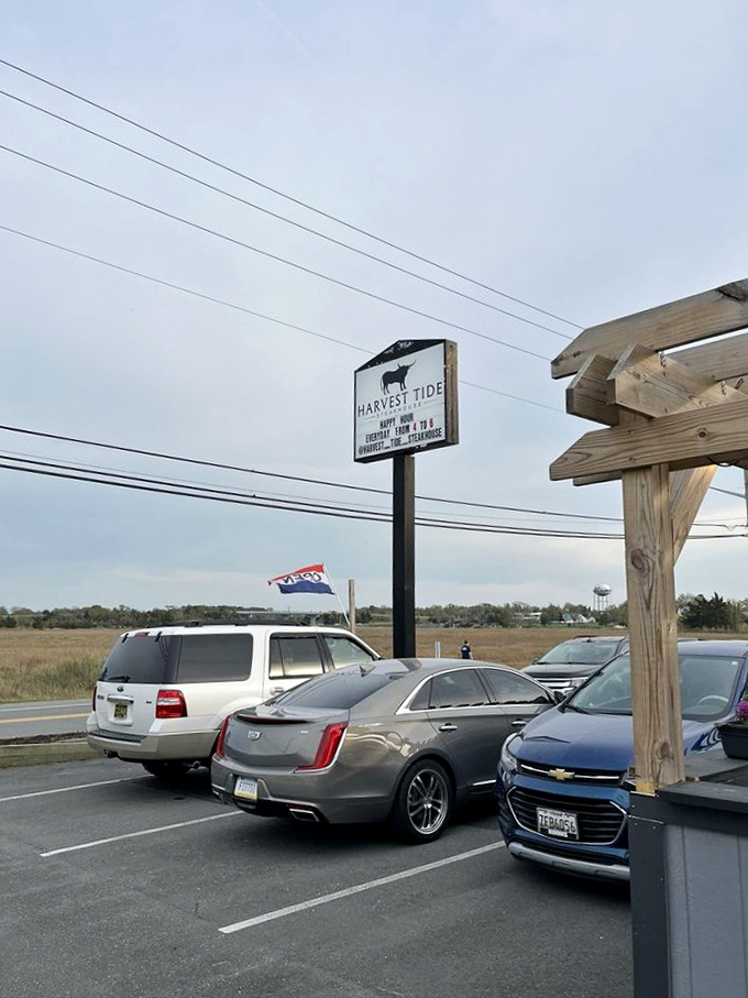 Harvest Tide's understated roadside sign belies the bovine brilliance within. Don't judge a steakhouse by its cover.