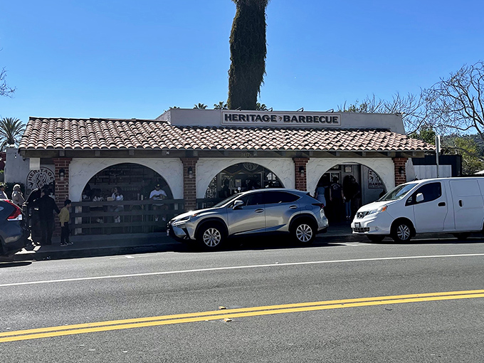 Spanish arches meet Texas smoke &ndash; only in California could this beautiful BBQ marriage happen so perfectly. 
