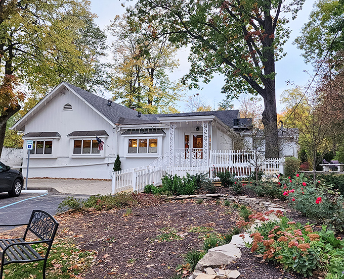 Hollyhock Hill's cottage-like appearance is straight out of a storybook. Surrounded by gardens, it's the perfect setting for Indiana's most elegant fried chicken experience.