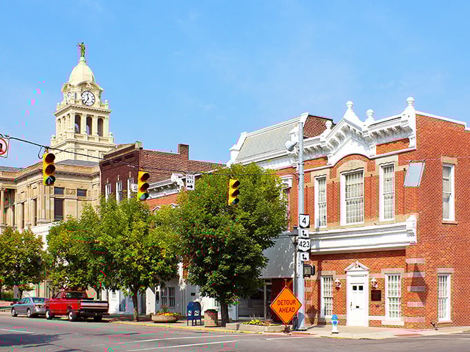 "Marion's historic buildings stand like sentinels of another time. That warm brick practically glows in the afternoon light!"