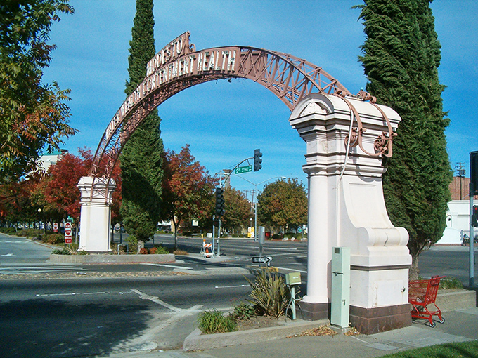 Modesto's grand archway announces a city where your retirement dollars stretch as far as your dreams. 