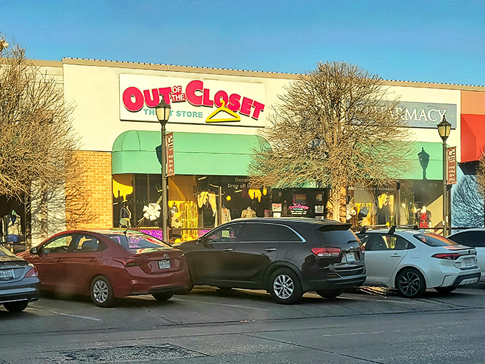 Out of the Closet's vibrant storefront brings a splash of color to Dallas, much like the unique finds waiting inside.
