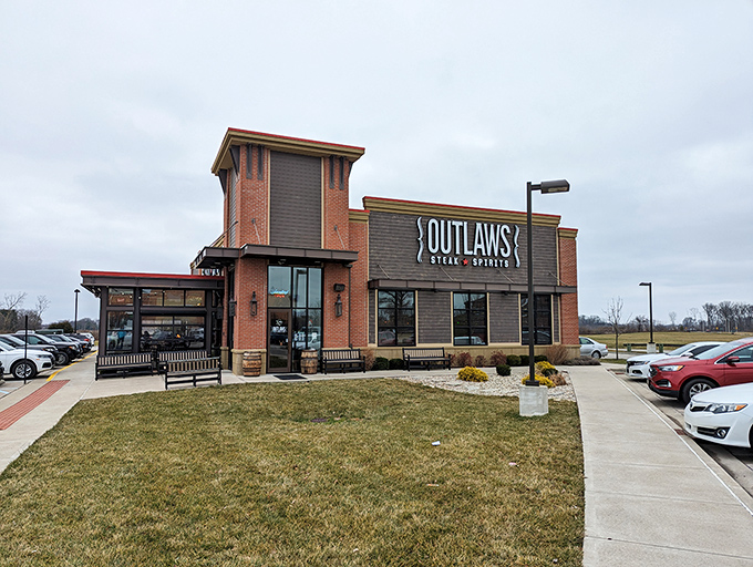 Outlaws brings a touch of Western flair to Noblesville. Those benches out front? Perfect for the food coma after your steak.
