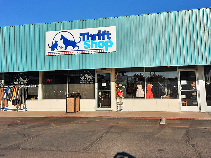 The turquoise oasis of the Rancho Coastal Humane Society Thrift Shop. Shopping that helps both your wallet and wagging tails.