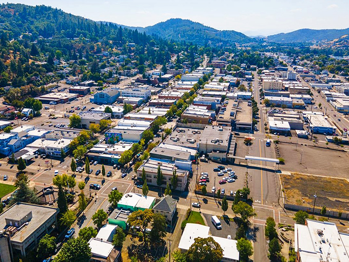 "Where town meets country! Roseburg tucks itself into those green hills like it's settling in for a long, comfortable stay."