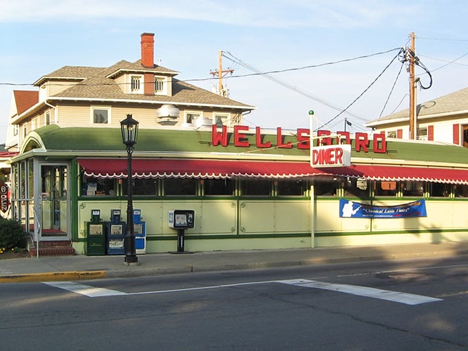 Wellsboro's classic American diner gleams in the sunlight, promising comfort food that tastes like your favorite childhood memory.