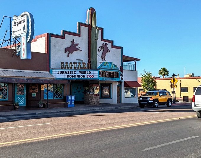 Wickenburg's weathered storefronts bask in desert sunlight, preserving the authentic feel of an Arizona gold rush town.