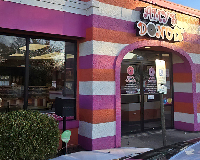Like a donut carnival landed in Columbus &ndash; Amy's vibrant exterior promises sweet adventures within.