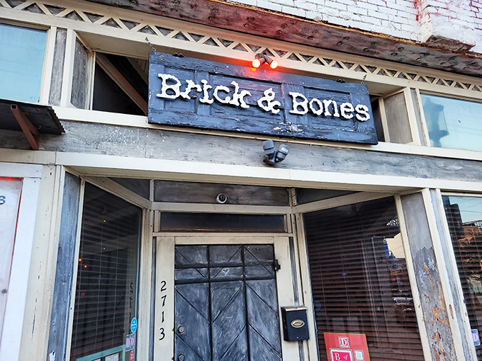 The sign may be simple, but what happens behind that door is culinary poetry. Distressed wood exterior that's seen thousands of satisfied smiles.